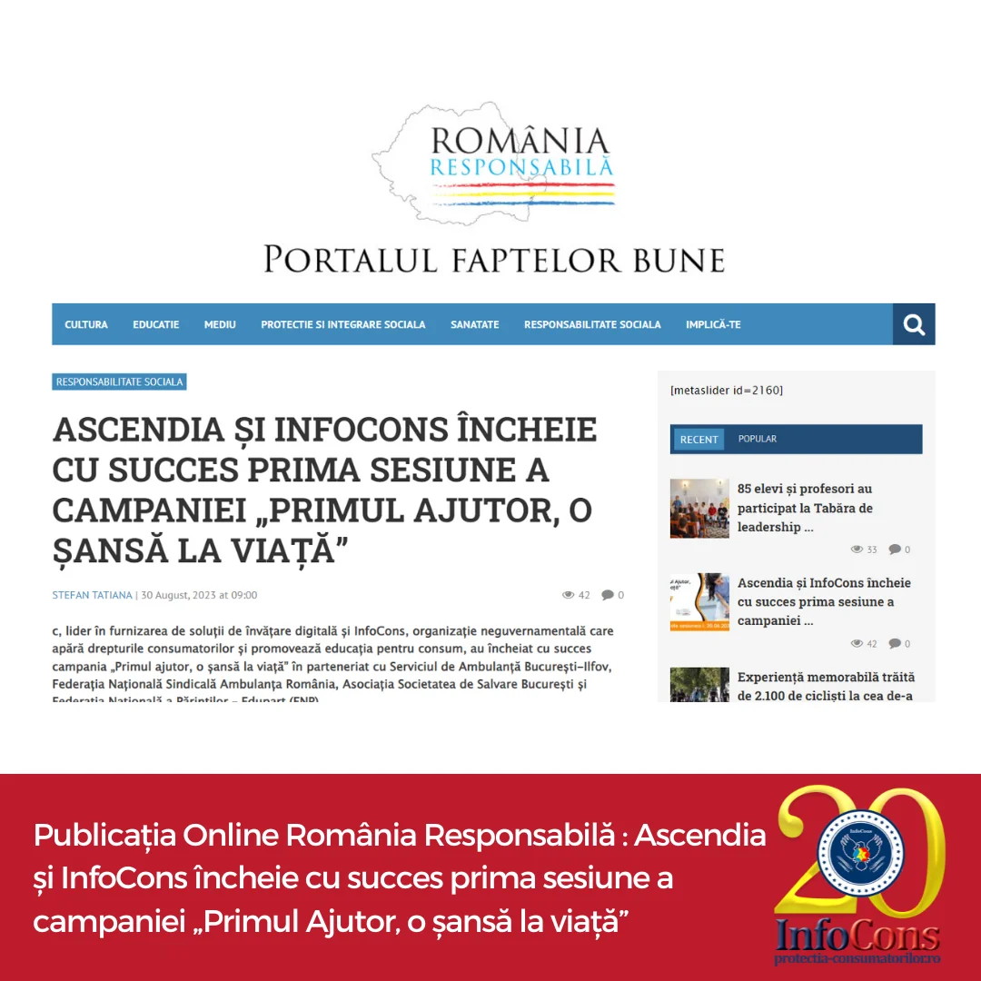 Publicația Online România Responsabilă : Ascendia și InfoCons încheie ...