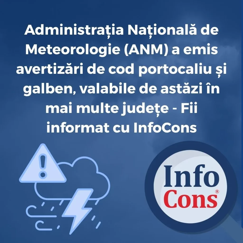 InfoCons Administrația Națională de Meteorologie ANM a emis avertizări de cod portocaliu și ...